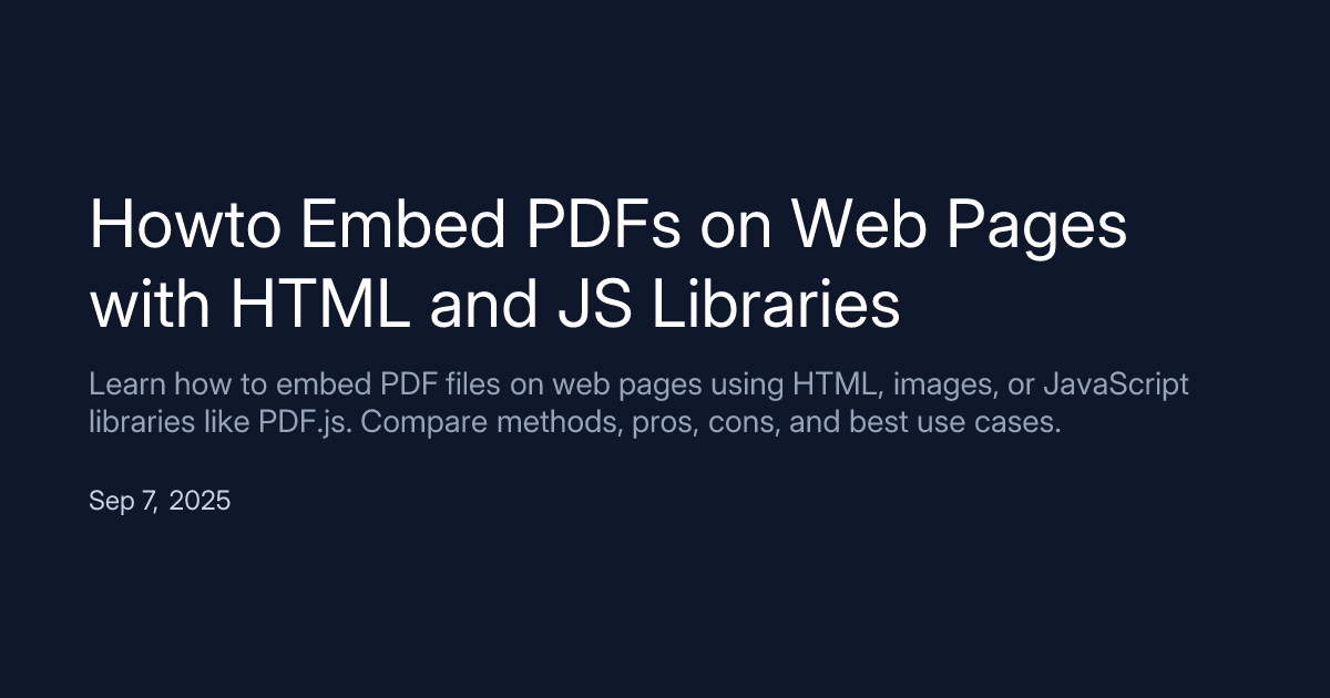 Howto Embed PDFs on Web Pages with HTML and JS Libraries