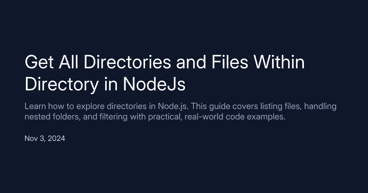 Get All Directories and Files Within Directory in NodeJs